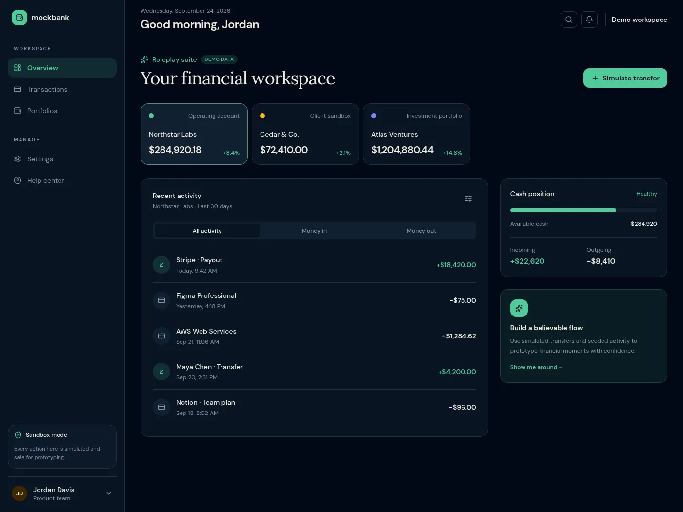 MockBank Roleplay Suite