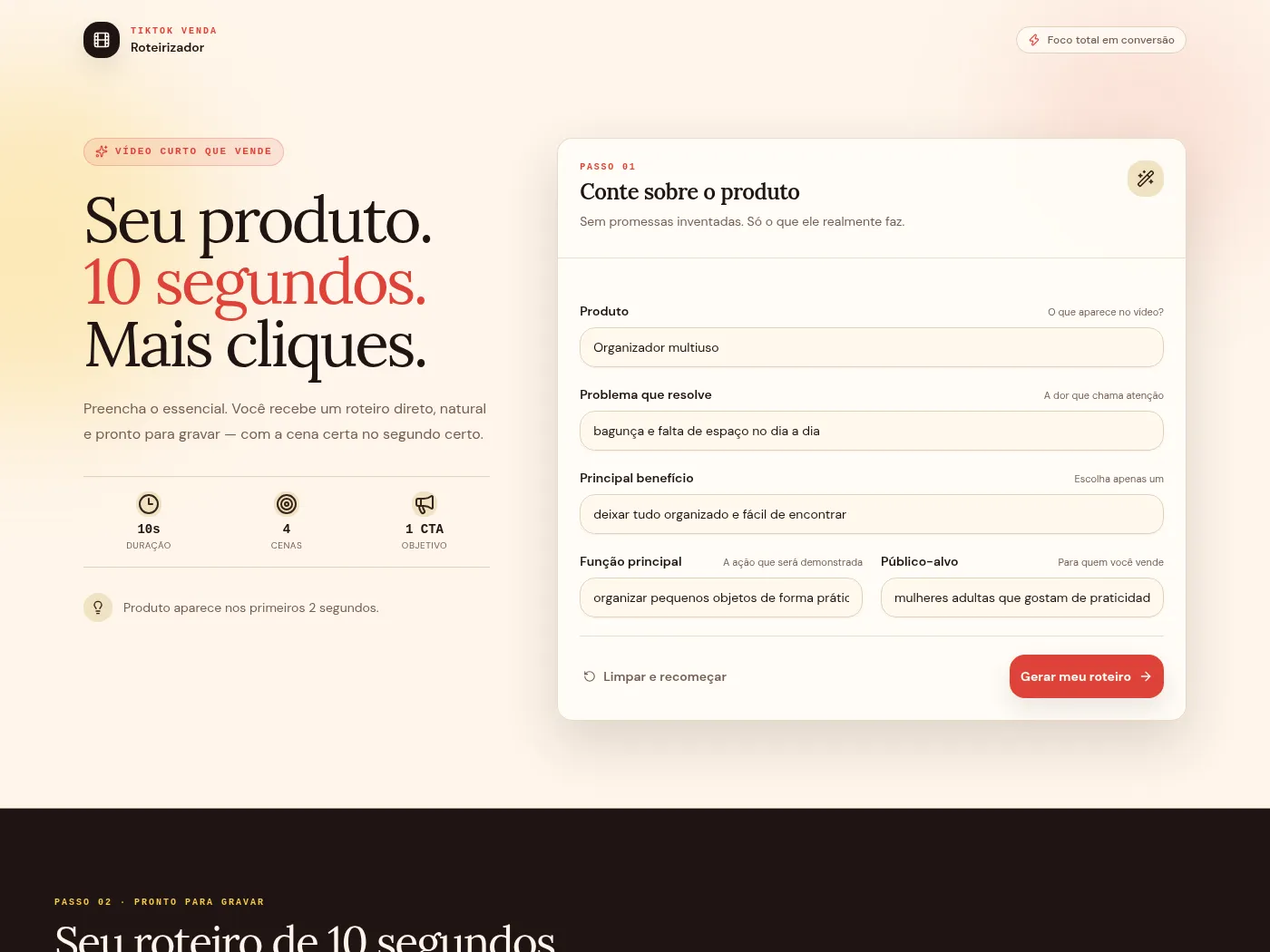 TikTok Venda Roteirizador