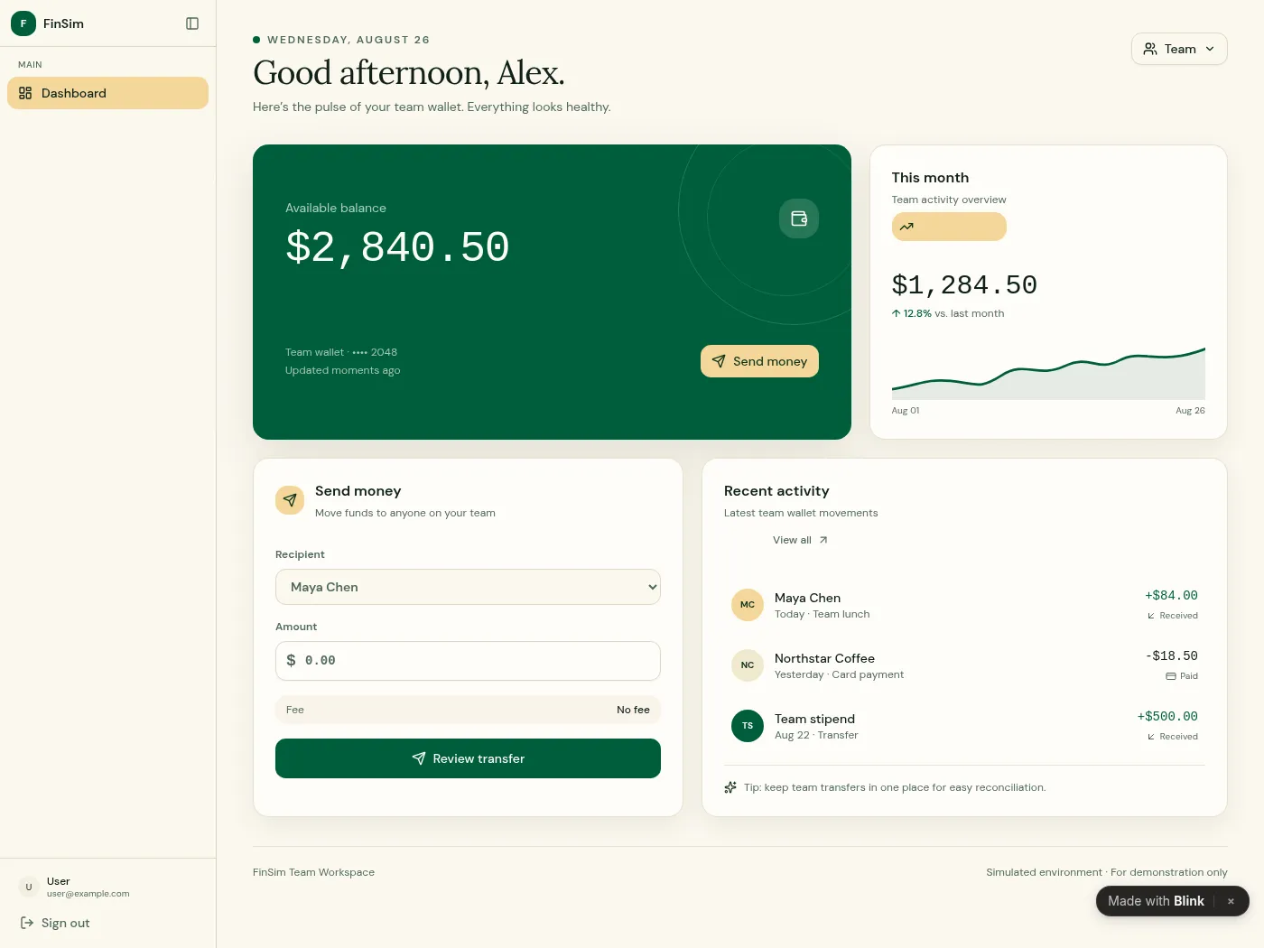 FinSim Dashboard