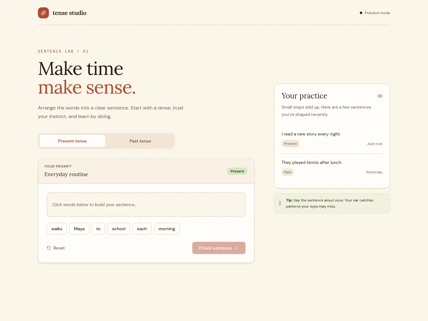 Tense Sentence Builder
