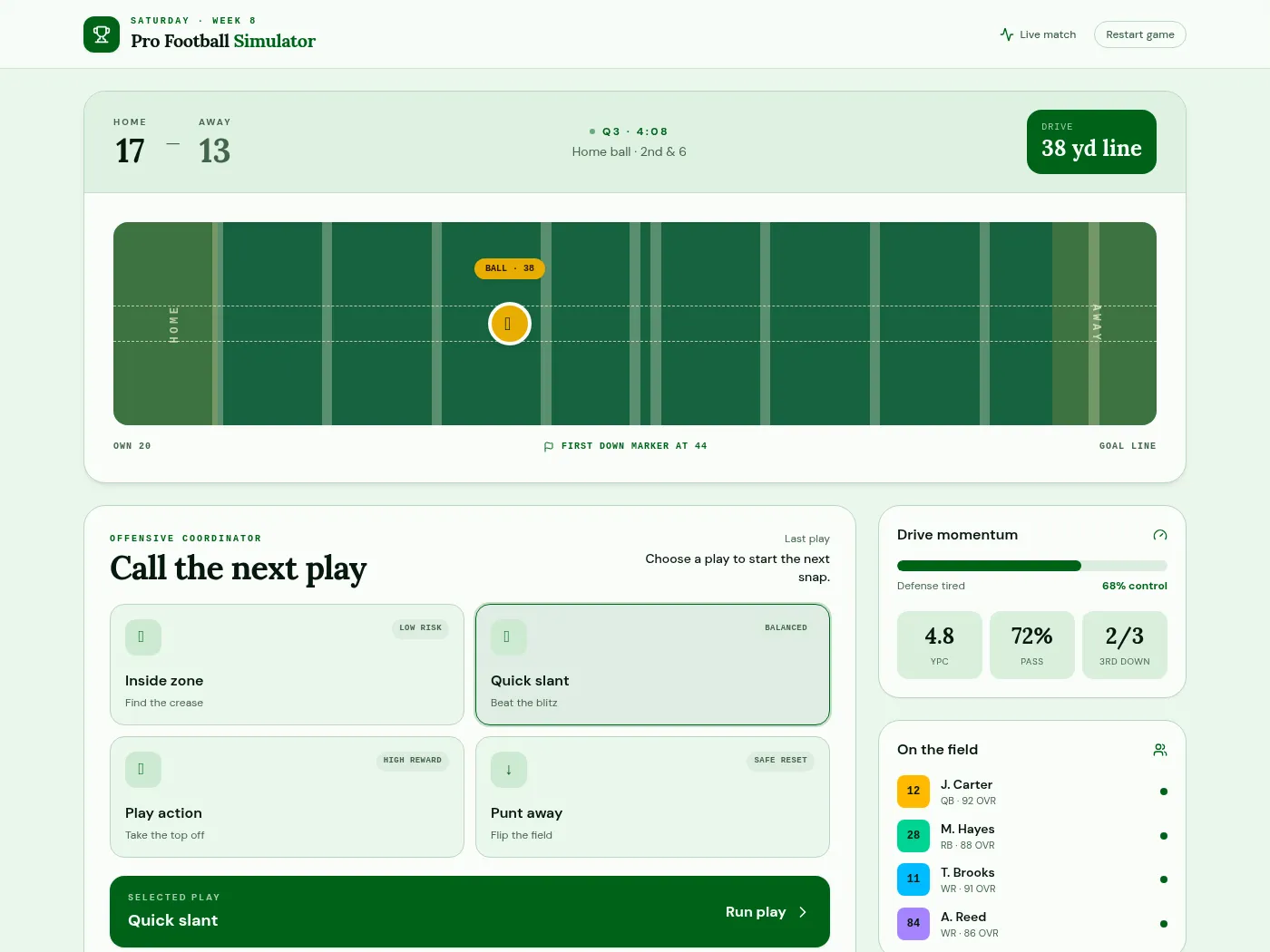 Pro Football Simulator