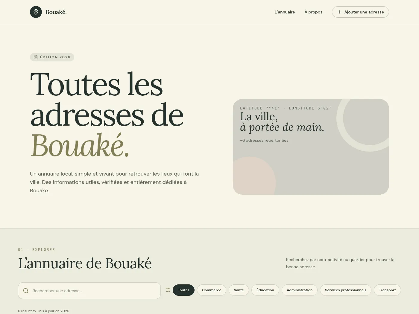 Bouaké Address Directory