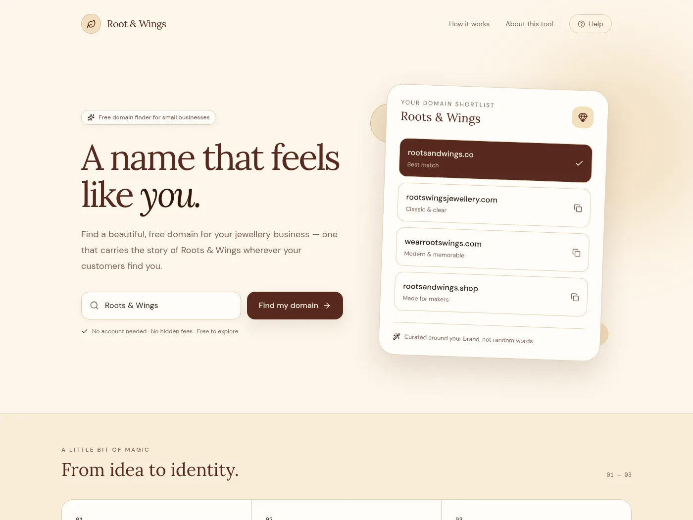 Roots & Wings Domain Finder