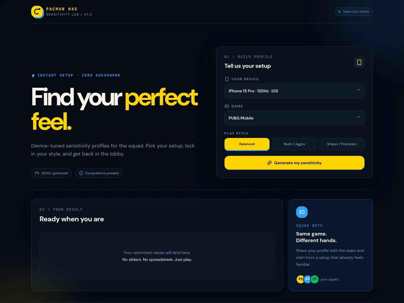 Pacman Sensitivity Tool