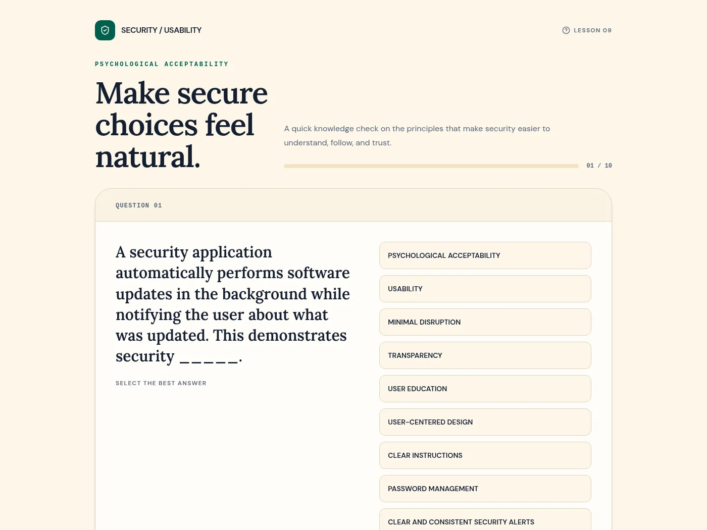 Security Usability Quiz