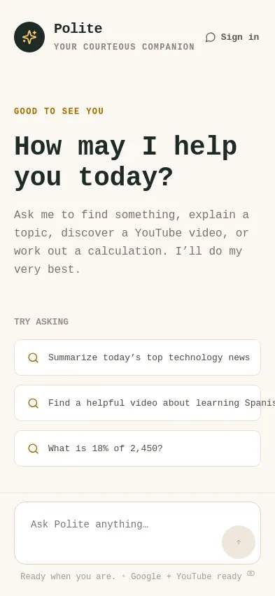 Polite Mobile AI Assistant