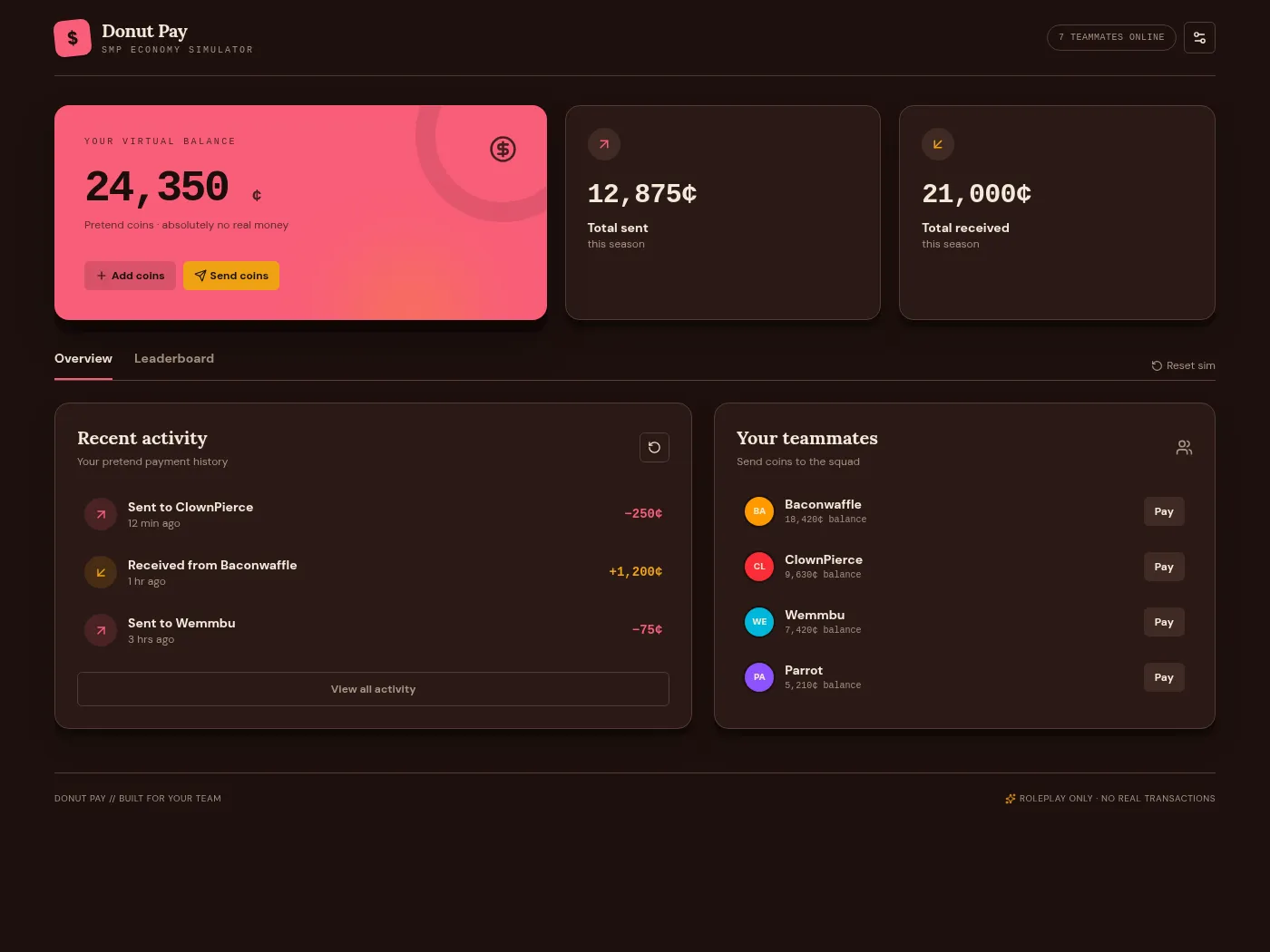 Donut SMP Pay Simulator