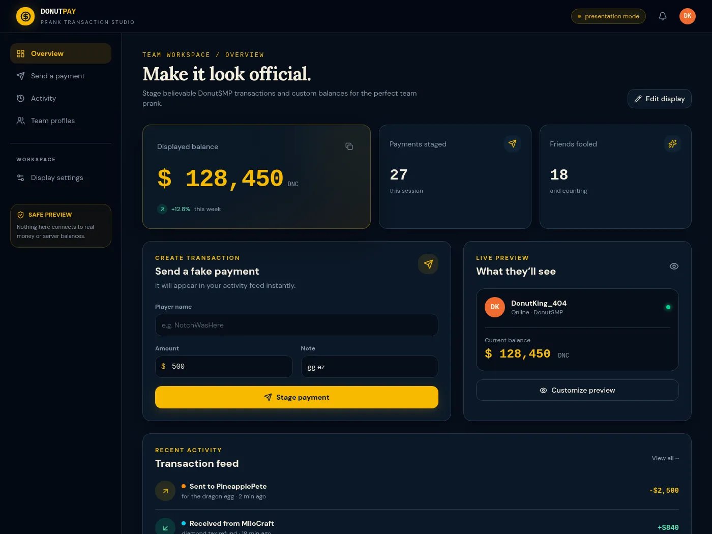 DonutSMP Prank Pay Mod