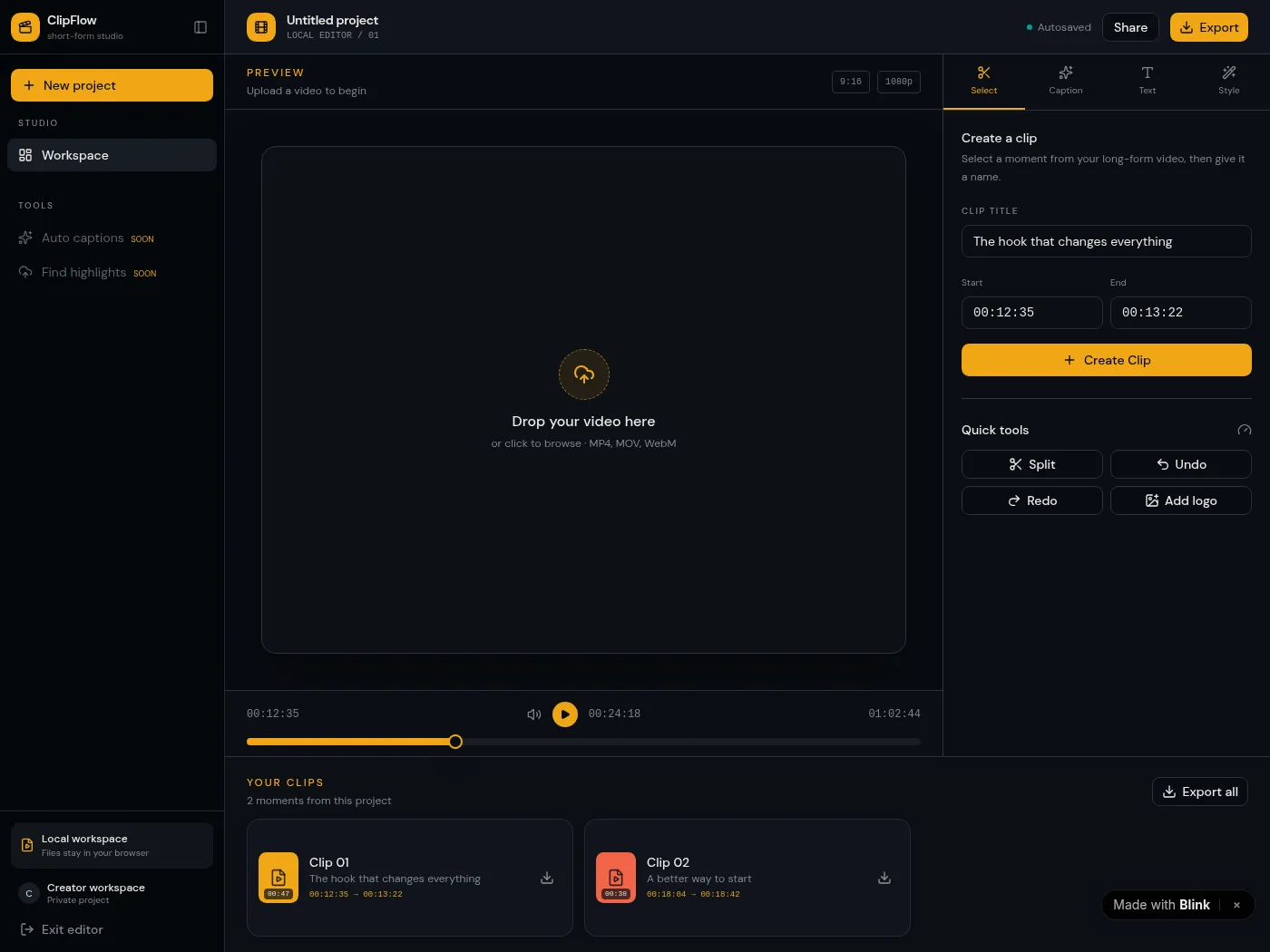 ClipFlow Video Editor