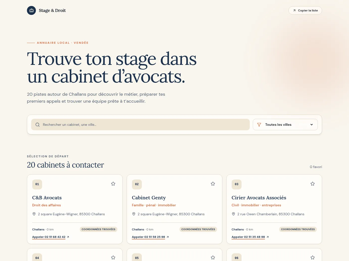 Law Firm Stage Finder