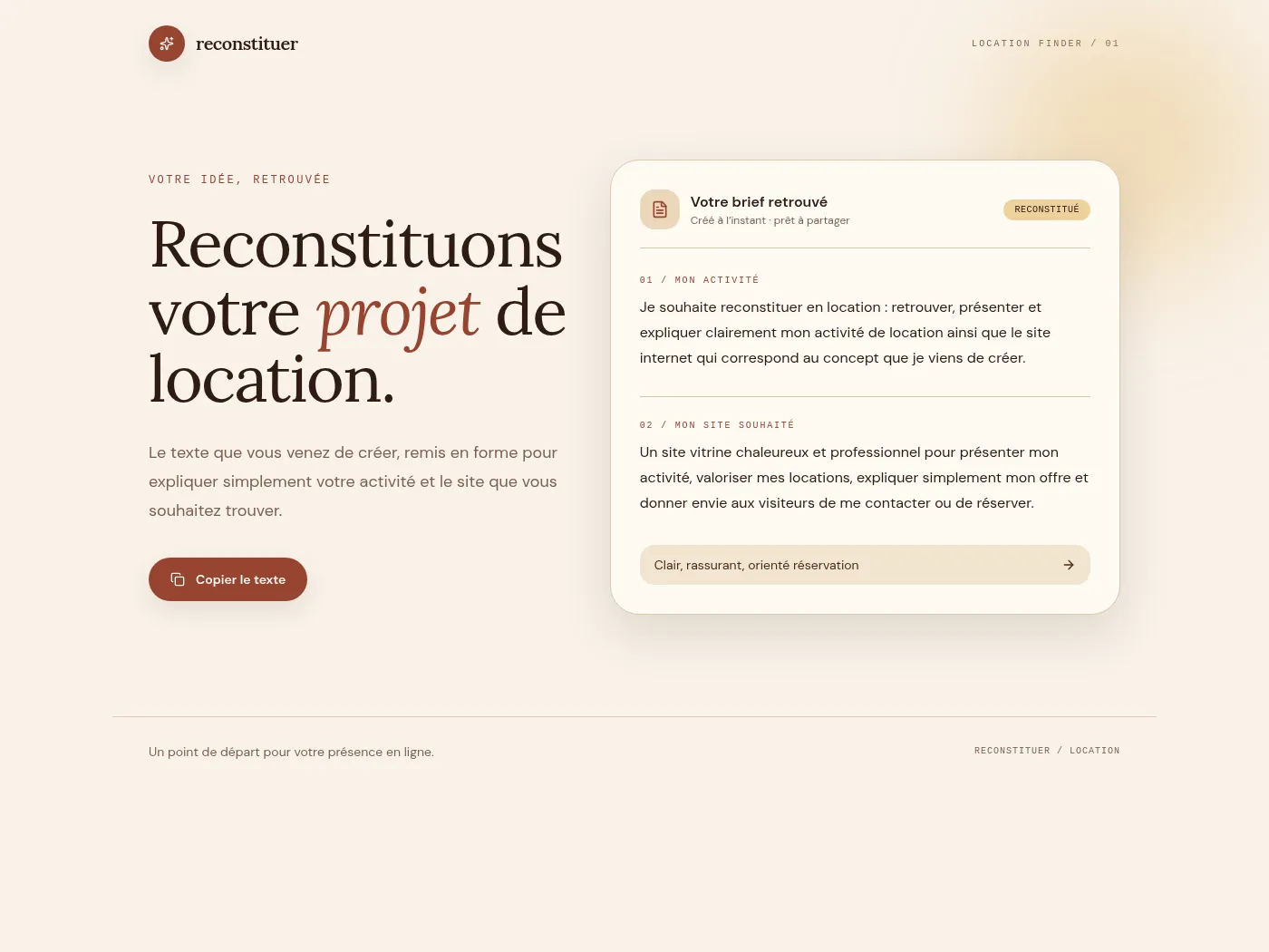 Reconstituer Location Finder