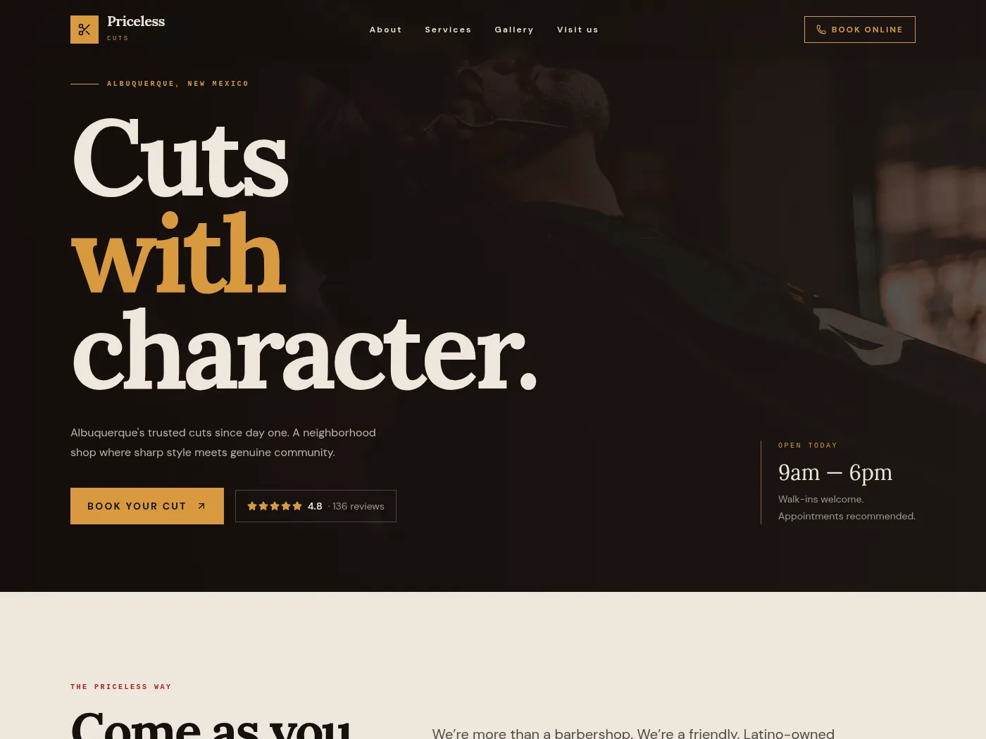Priceless Cuts Website