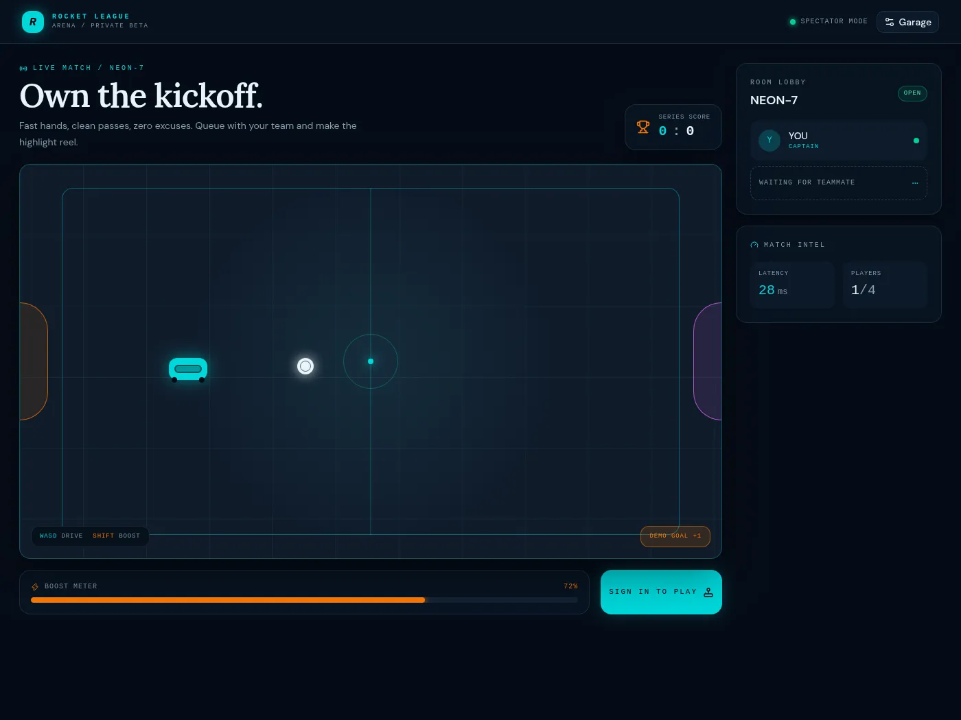 Rocket League Arena Web