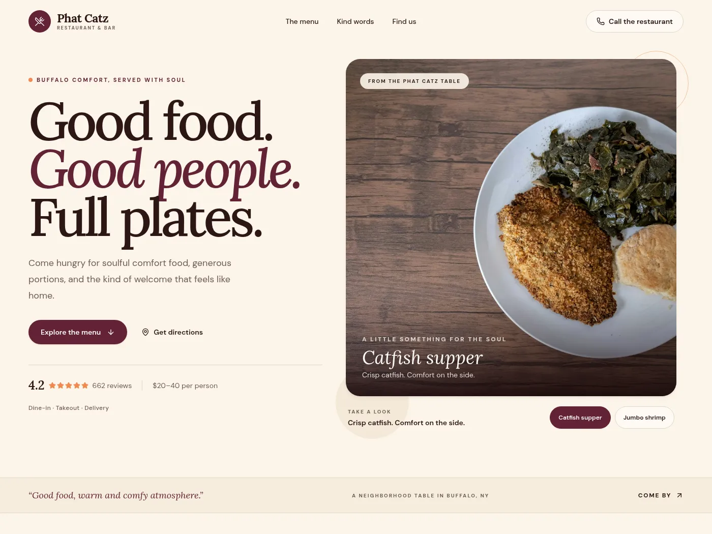 Phat Catz Online Menu