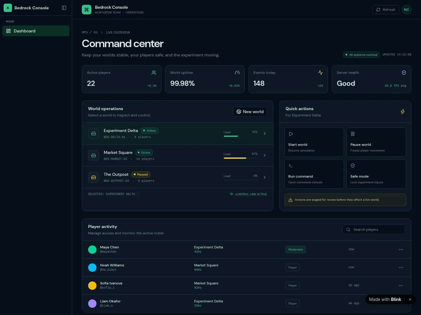 Bedrock Admin Console