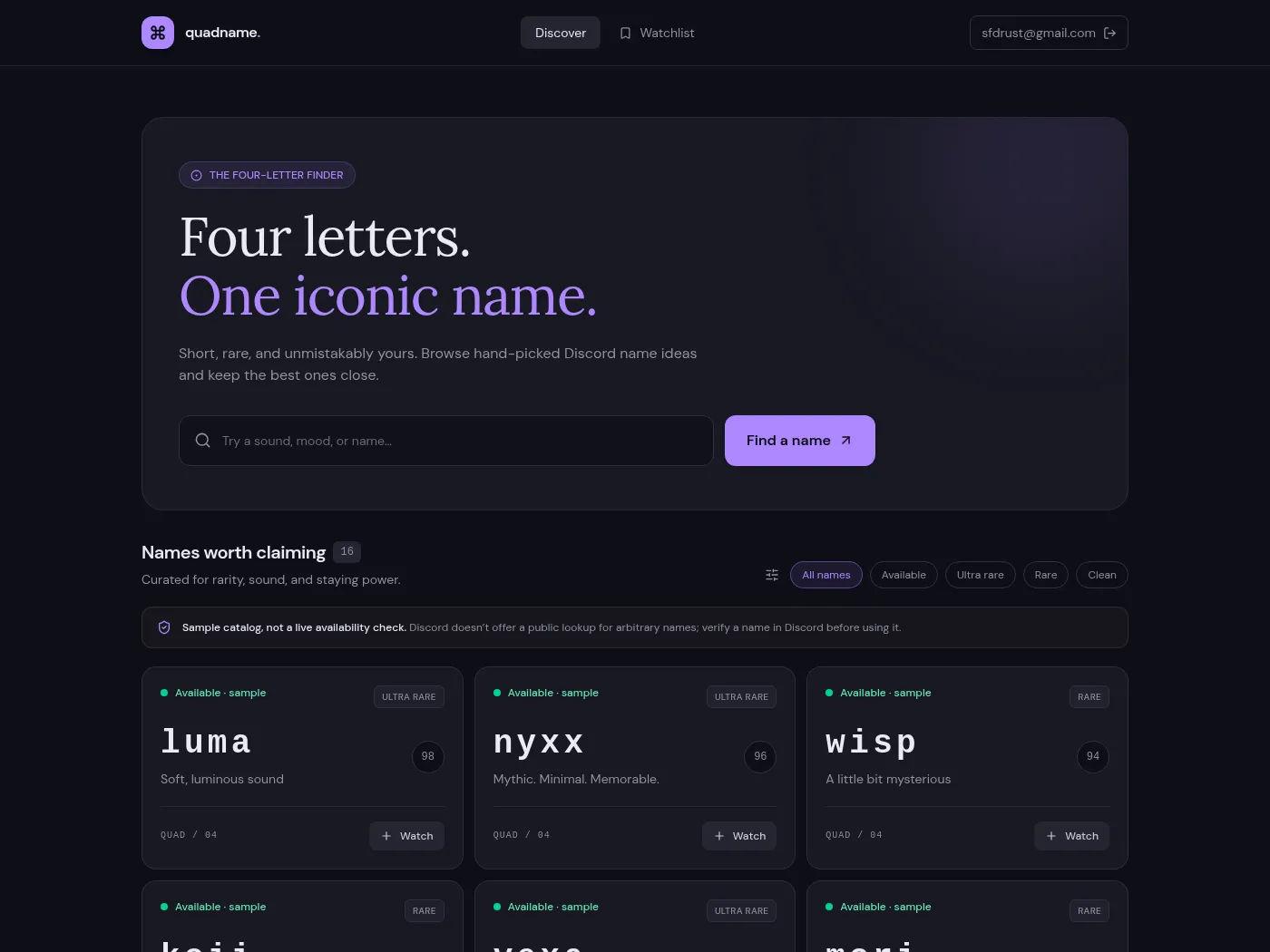 QuadName Tracker