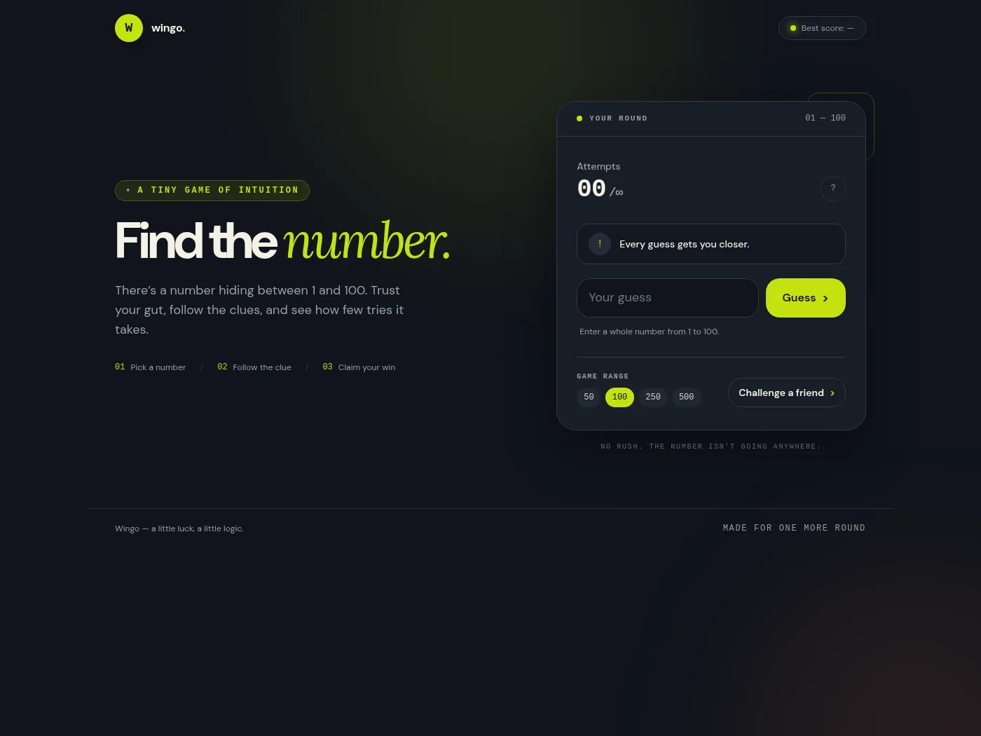 Wingo Number Game