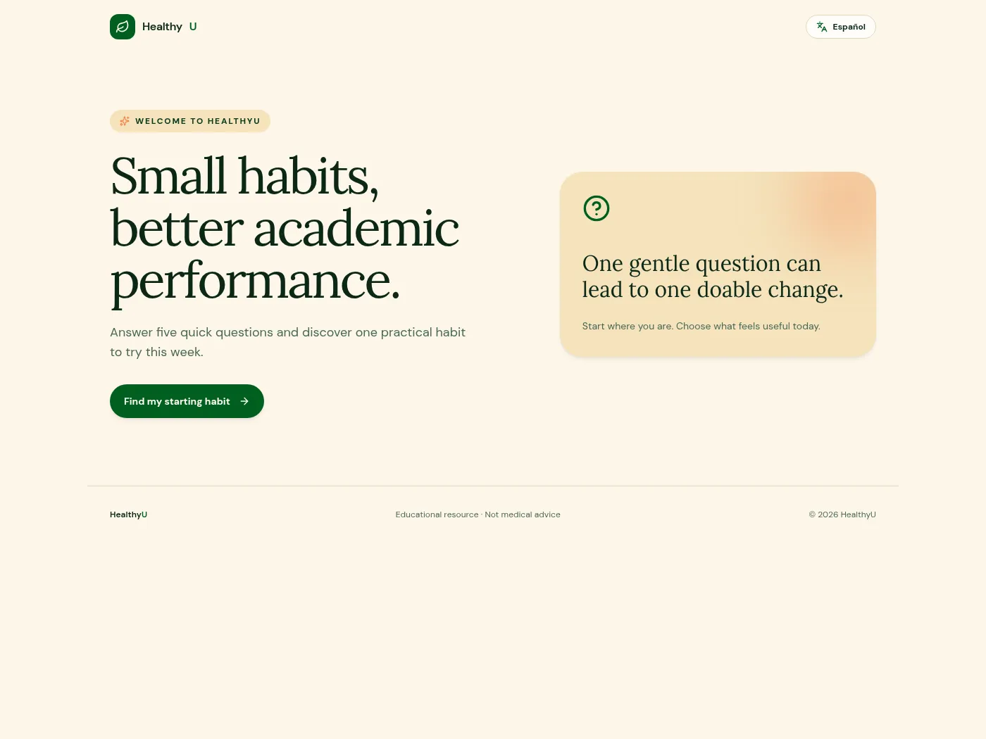 HealthyU Interactive Habits App