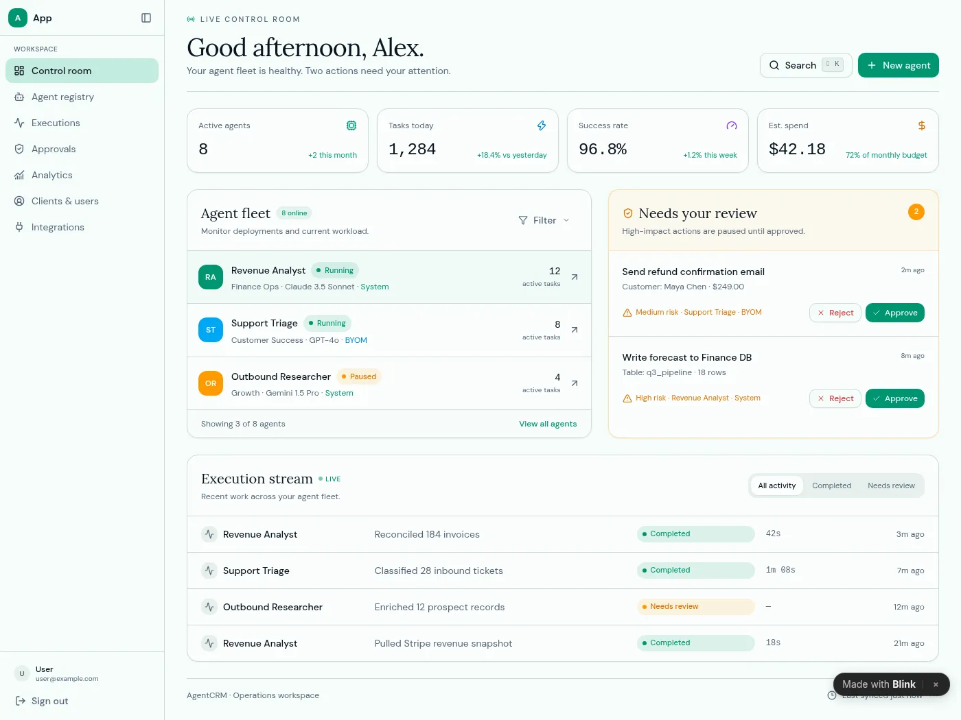 AgentCRM Dashboard