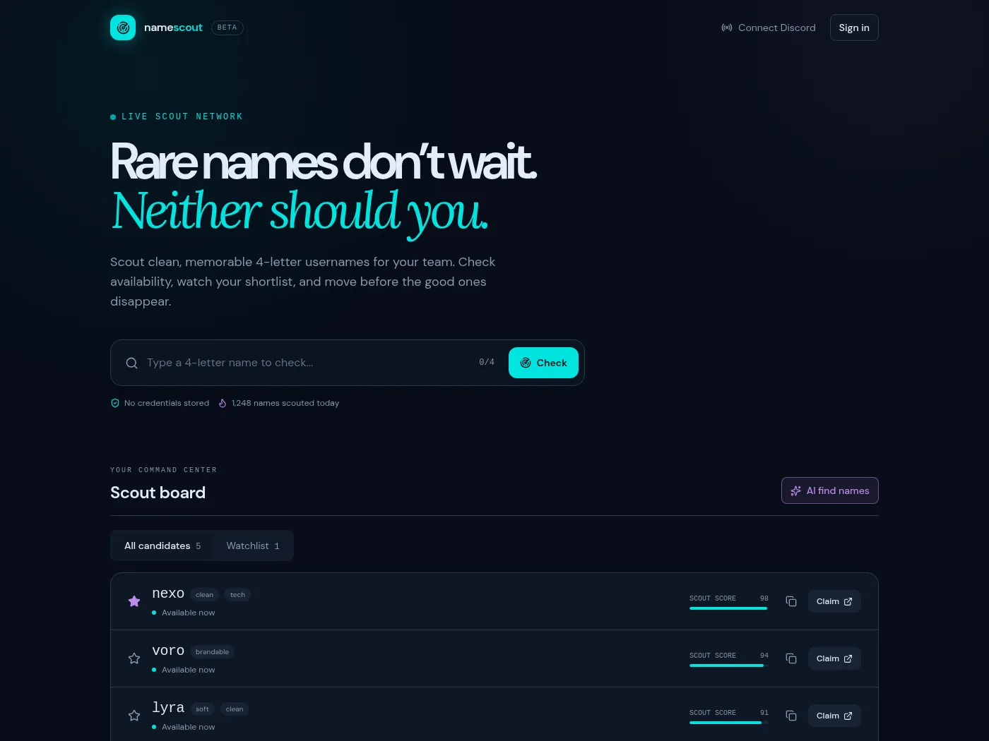 Discord Name Scout