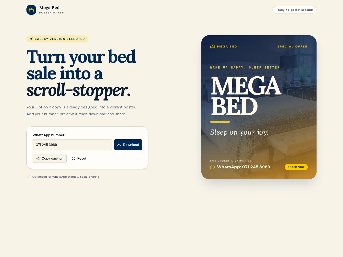 Mega Bed Poster Maker