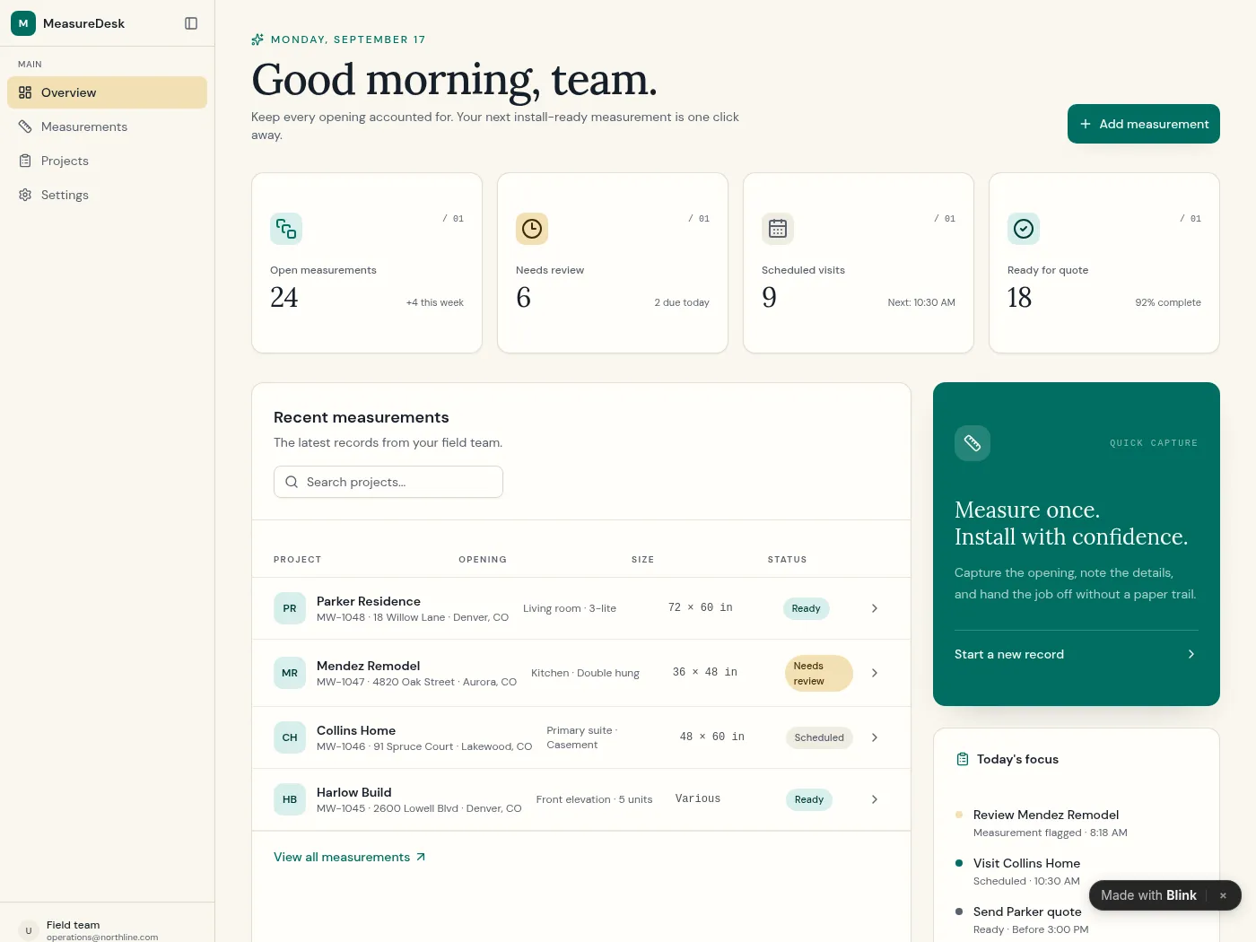 Window Measure Dashboard