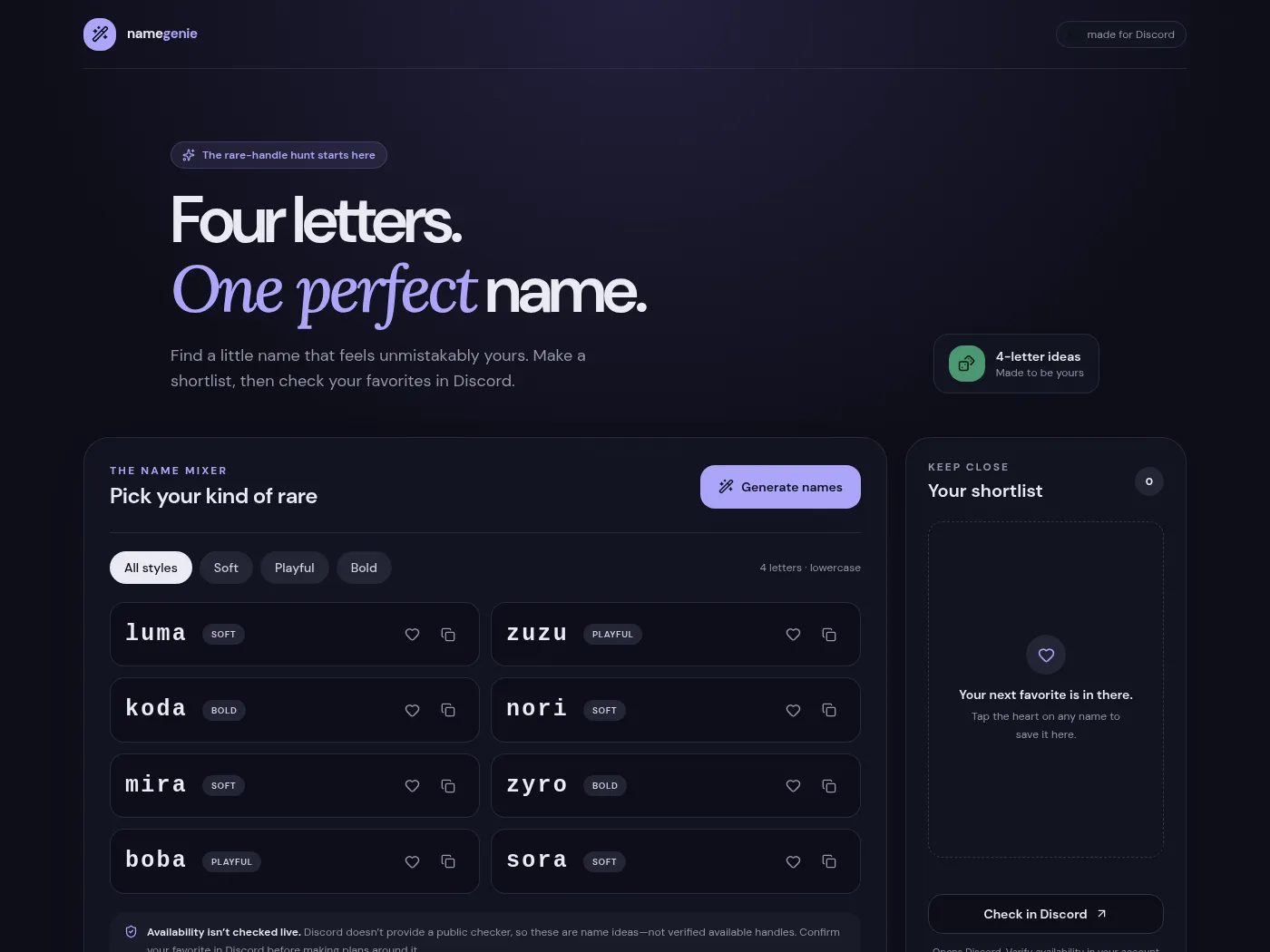Discord Name Genie