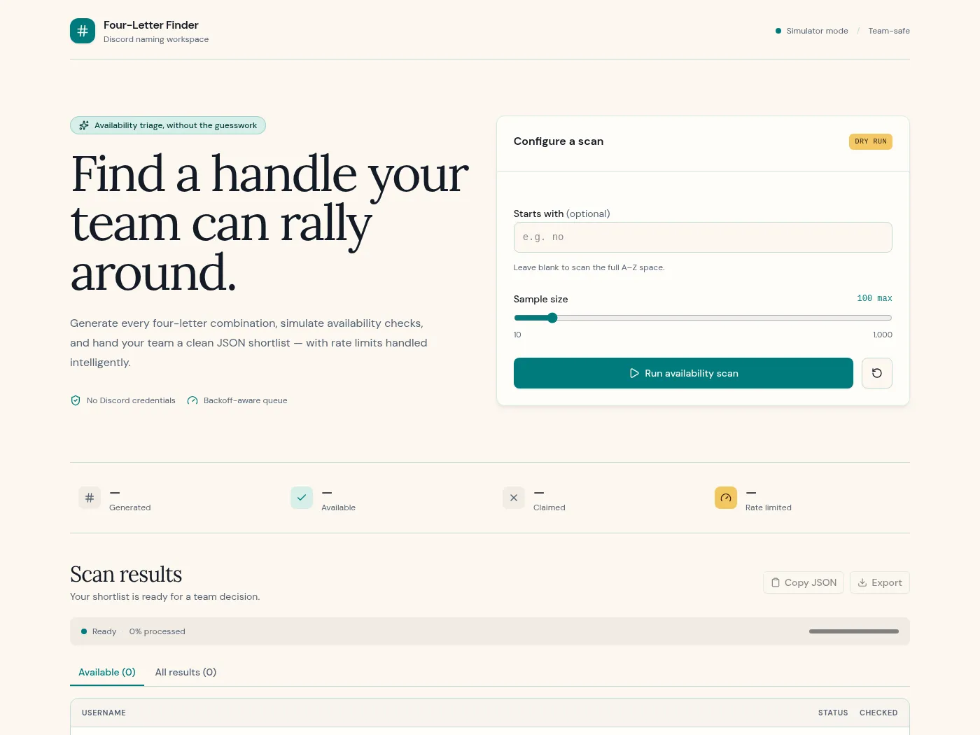 Discord Four-Letter Finder