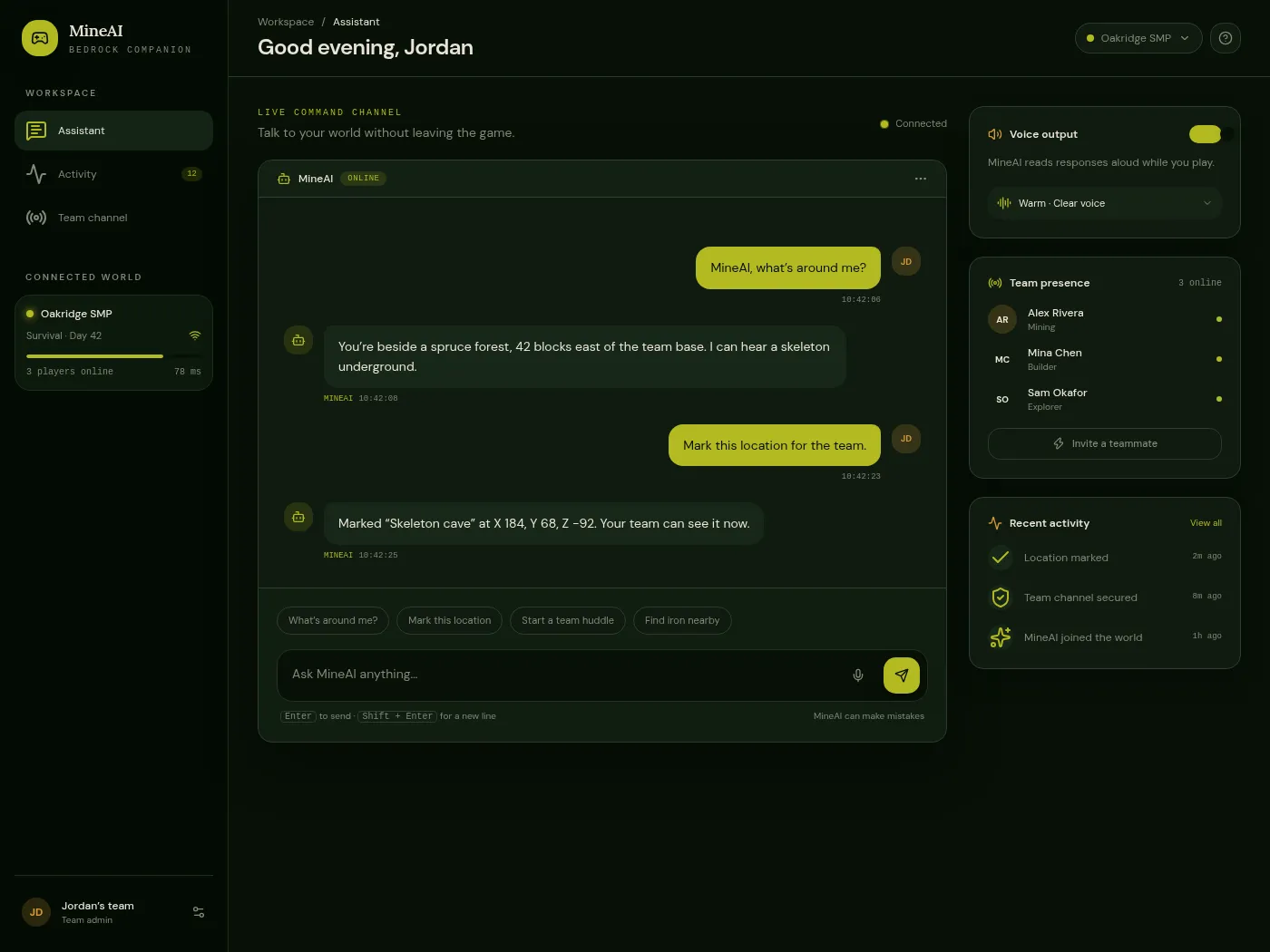 MineAI Voice Assistant