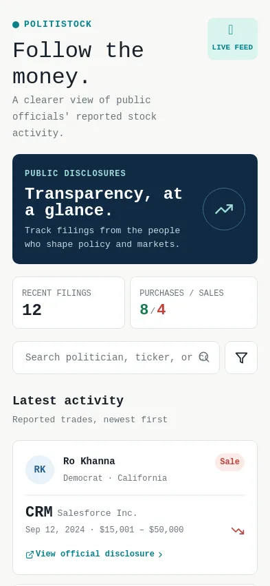 PolitiStock Tracker