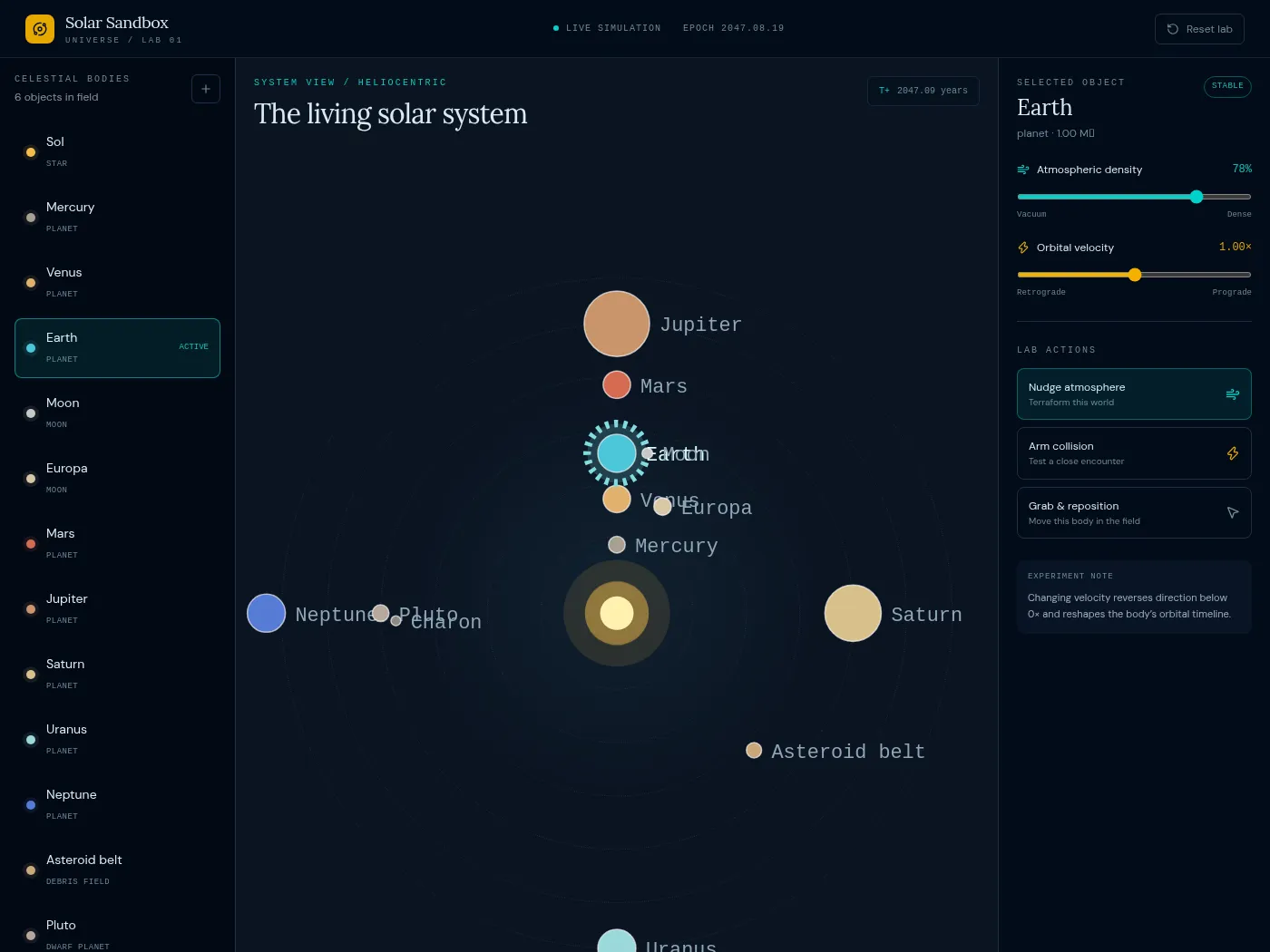 Solar Sandbox Universe