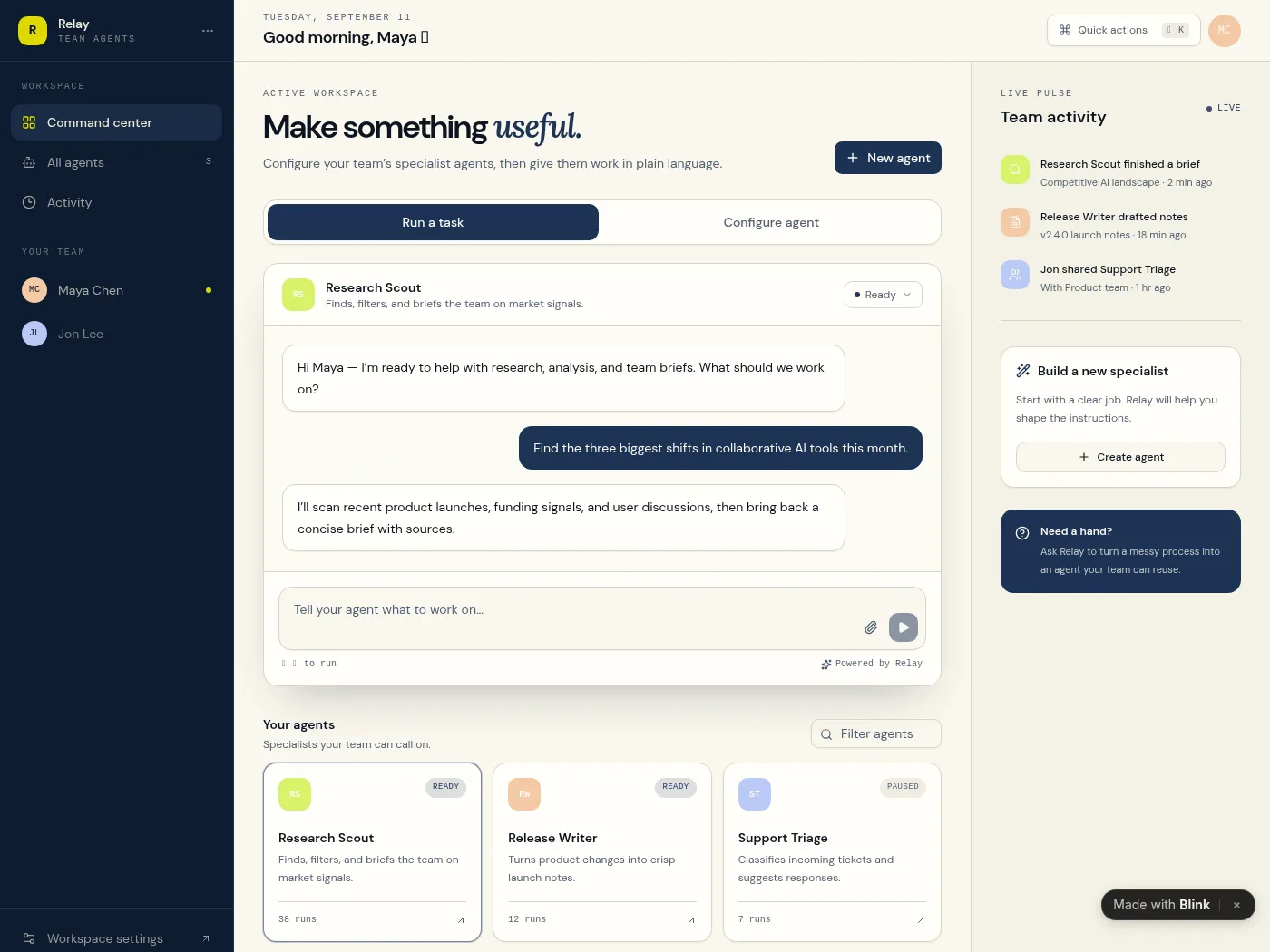 Team AI Agent Builder