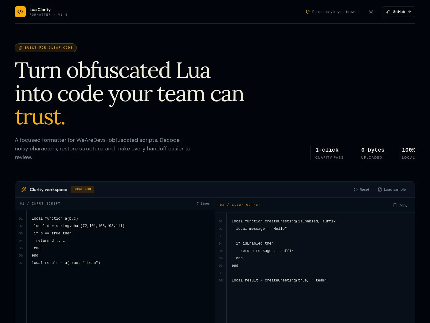 Lua Clarity Formatter