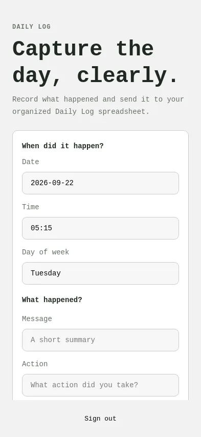 Daily Log Uploadear