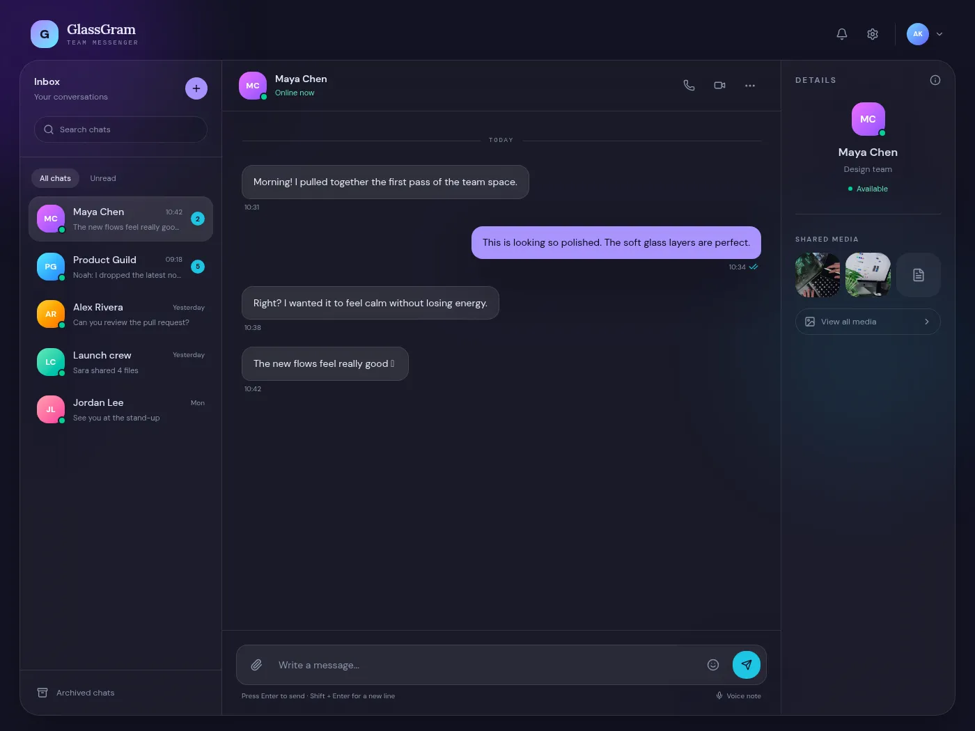 GlassGram Messenger