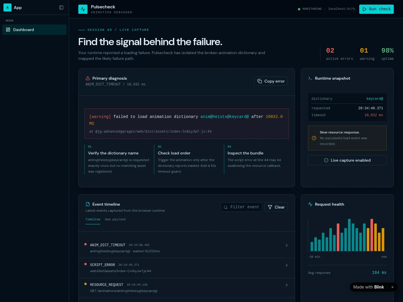 Animation Debug Dashboard