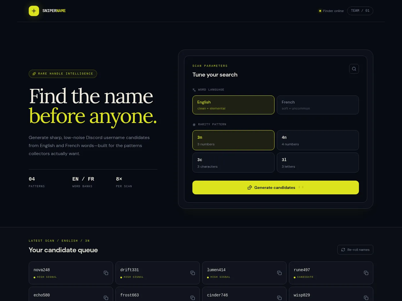 SniperName Discord Finder