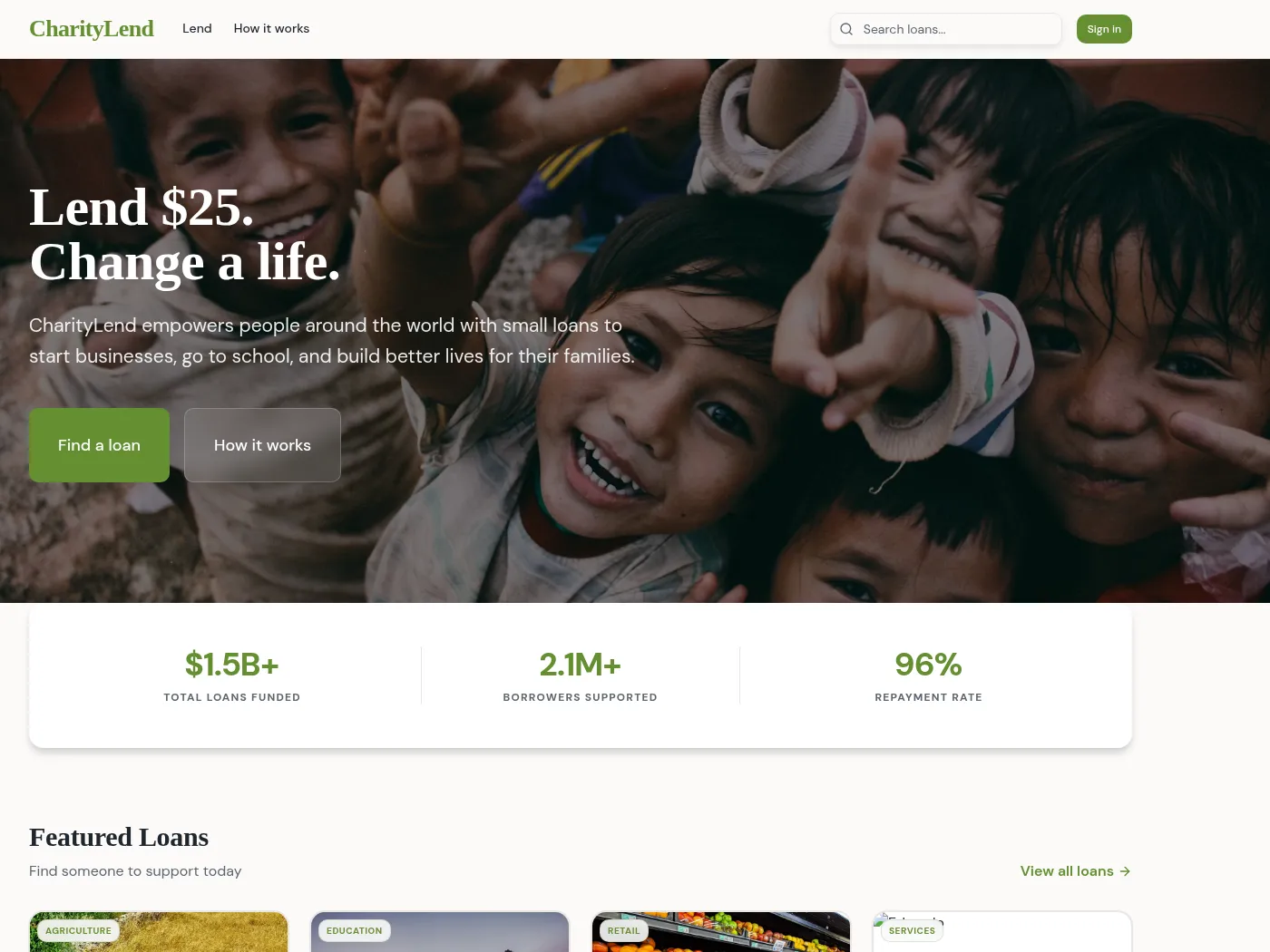 CharityLend Demo Site