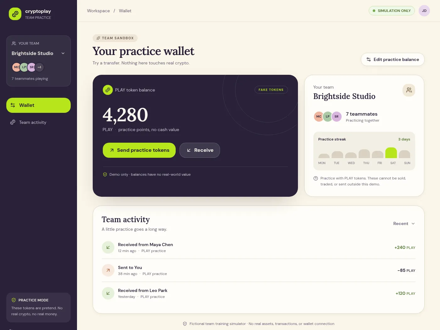 CryptoPlay Wallet Simulator