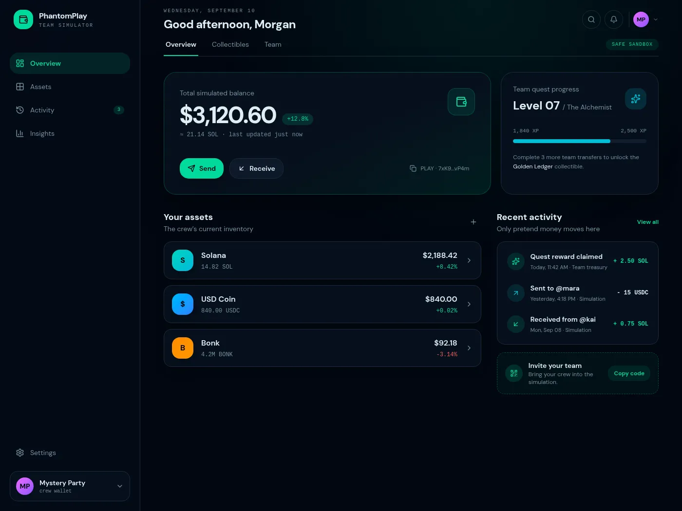 PhantomPlay Wallet Sim