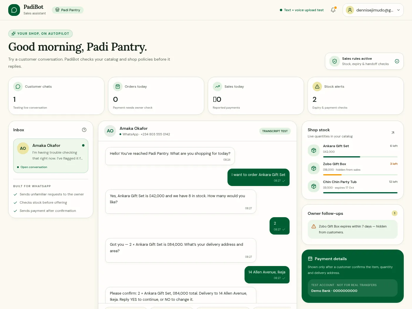 PadiBot AI WhatsApp Agent
