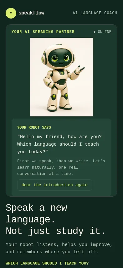 Update the AI robot's complete visual behavior, voice gender properties, and conversation logic with