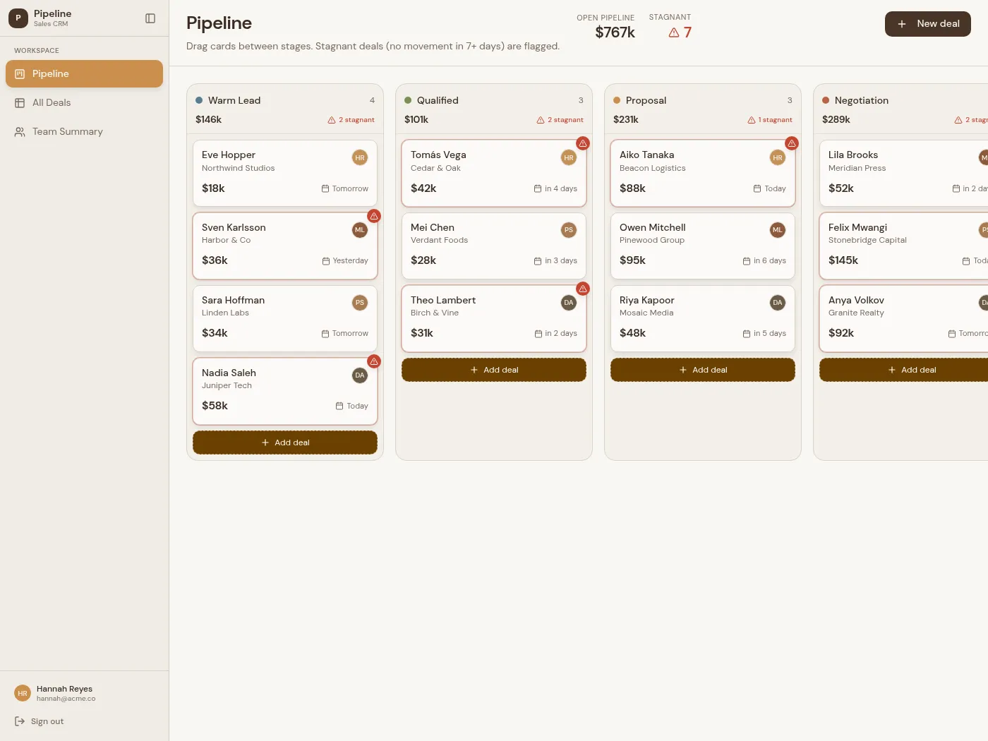 Pipeline Kanban CRM