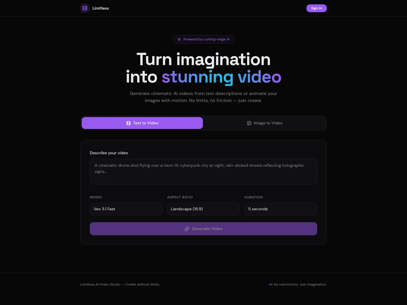 Limitless AI Video Studio