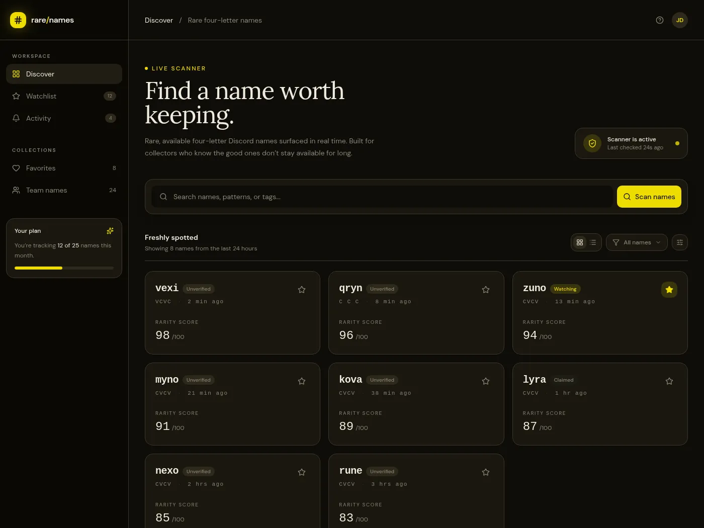 Rare Discord Name Tracker