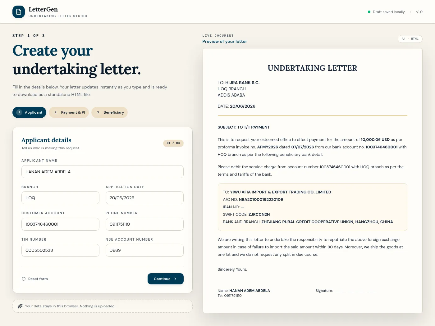 LetterGen Web App