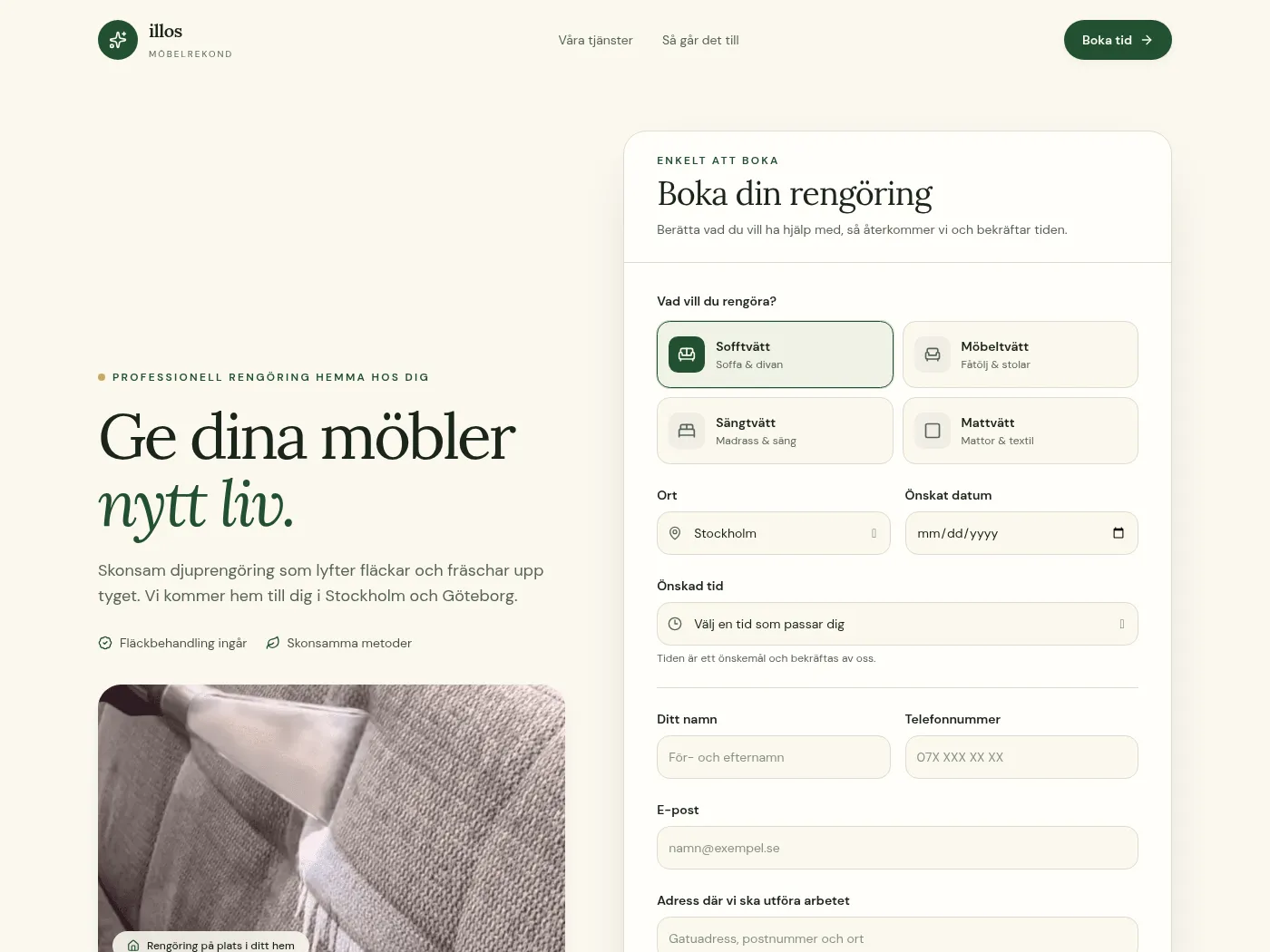 FurnitureClean Booking Hub