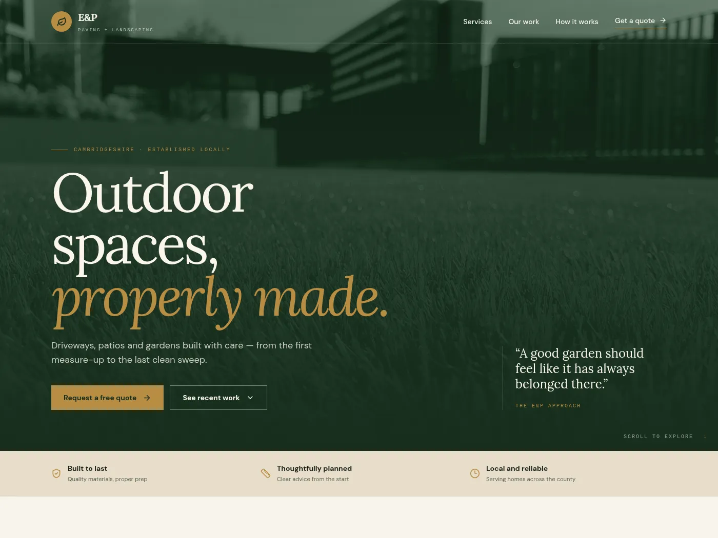 E&P Landscaping Website