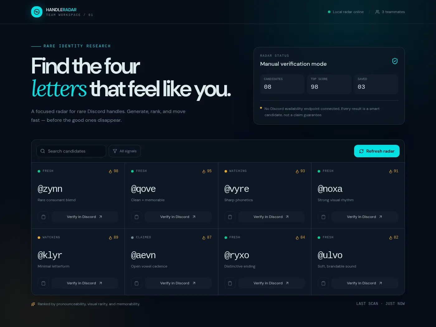 Rare Discord Handle Finder