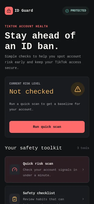 TikTok ID Ban Guard